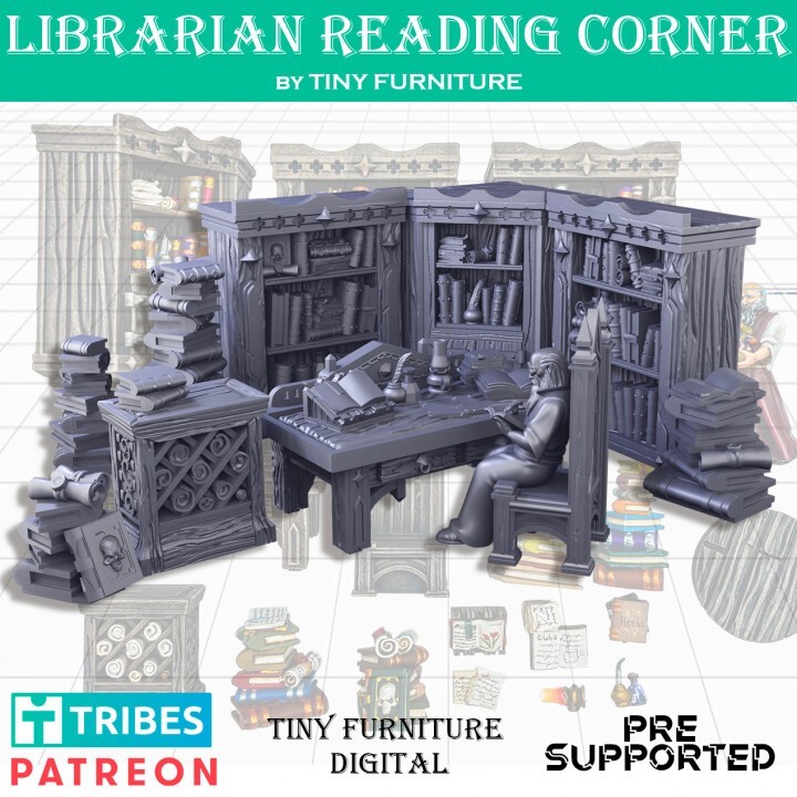 28mm Librarian Reading Room Dungeons & Dragons DnD D&D Village Library ...