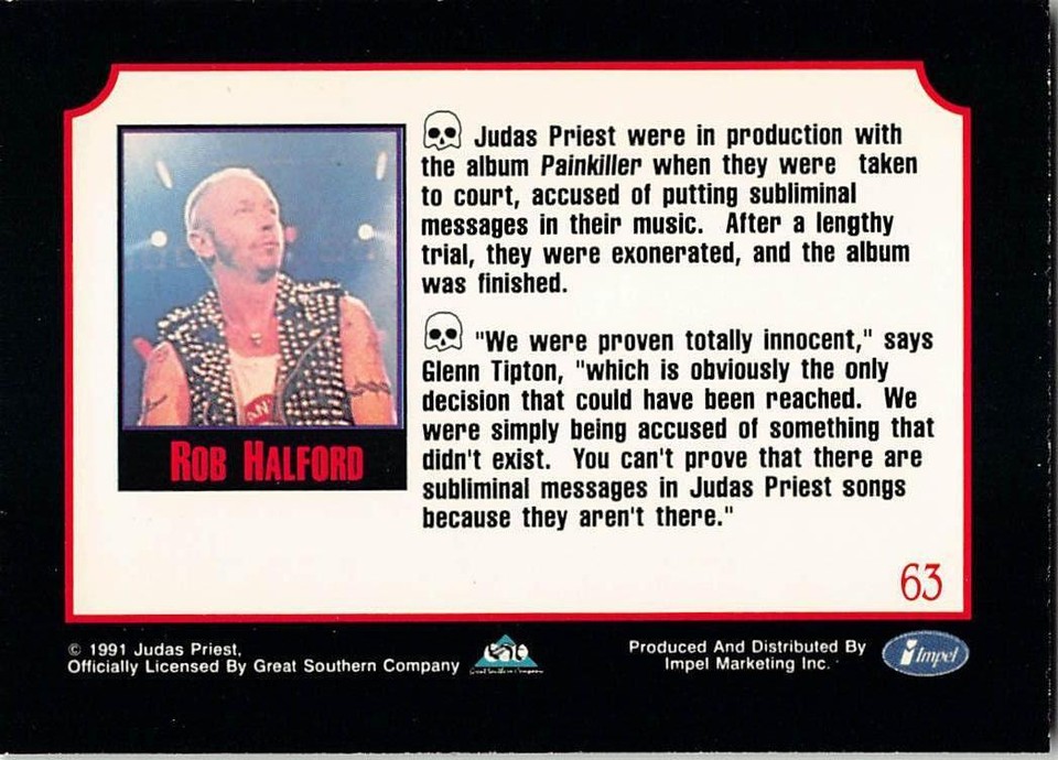 1991 Impel Mega Metal #63 Rob Halford | eBay