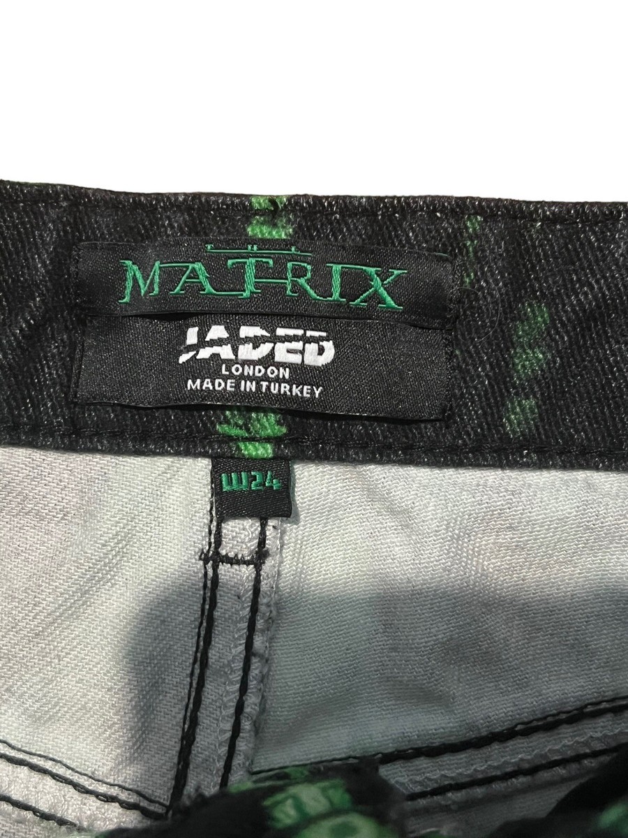 Jaded London Jeans Matrix Code Straight Leg W24 Black/Green Jaded London Jeans Matrix Code Straight Leg W24 Black/Green