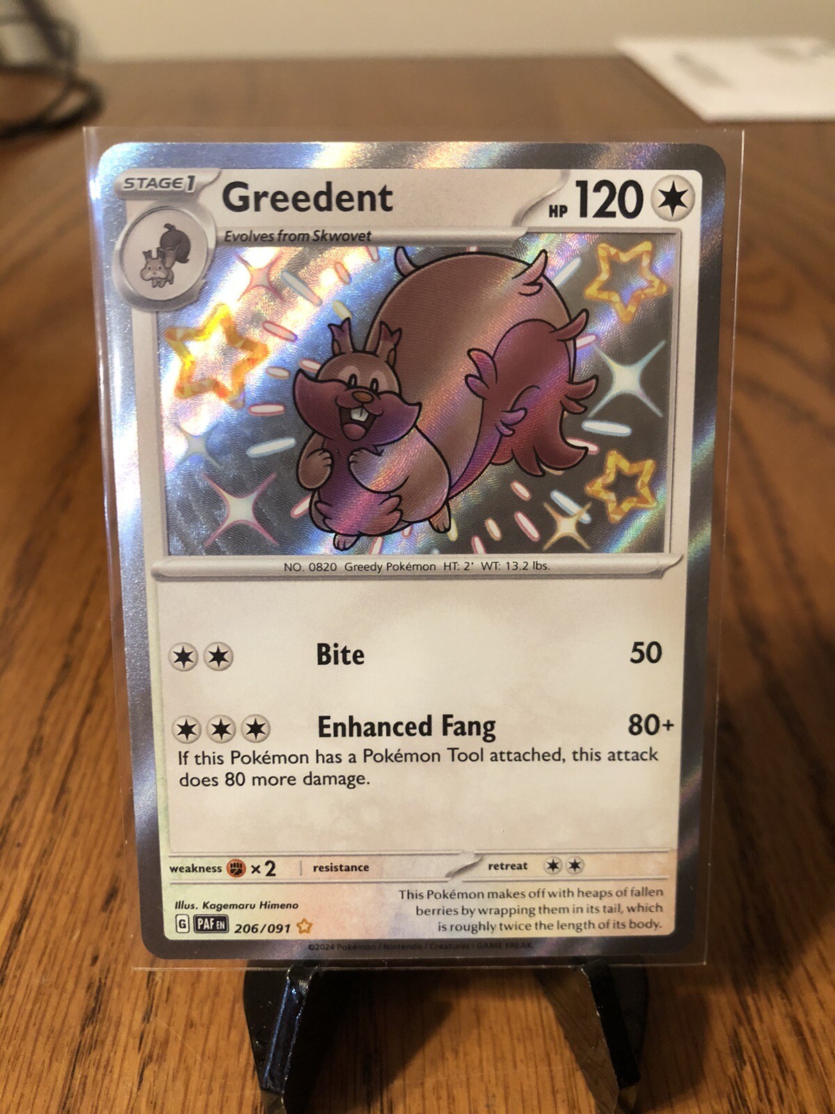 Pokemon Paldean Fates Greedent Shiny Holo Rare 206/091 | eBay
