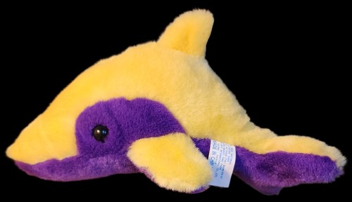 Vintage Dolphin Plush Yellow Purple MTY International Co 10" Whale Orca ...