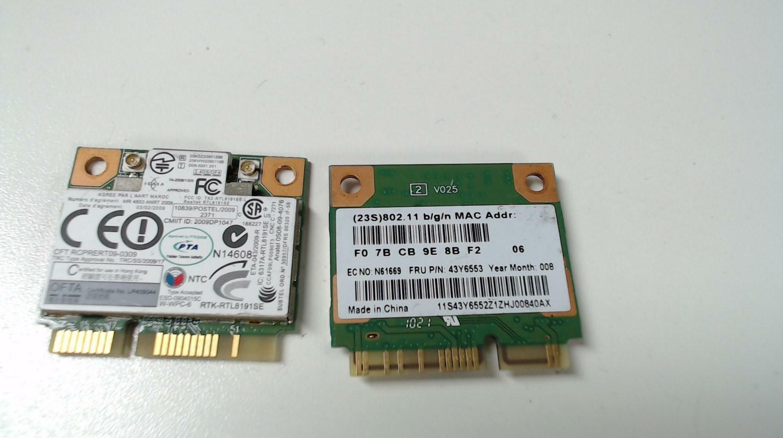 Realtek RTL8191SE 802.11b/g/n WLAN PCIe Half IBM 43Y6552 FRU 43Y6553 ...