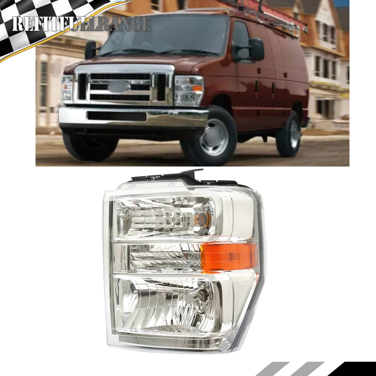 Headlight Assembly For 2008-2014 Ford E150 E250 E350 E450 Superduty ...