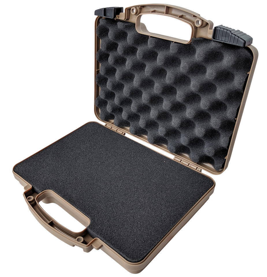 TAN Hard Pistol Case Lockable TSA .22LR .38 Revolver 9mm Glock Handgun ...