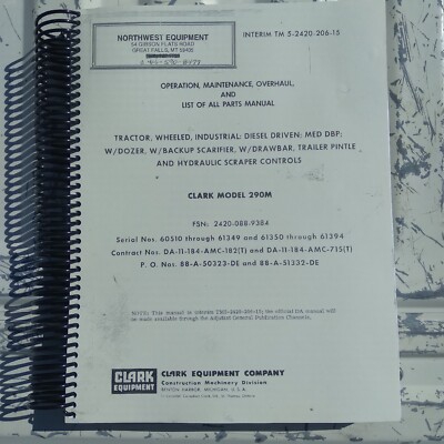 Construction Equip Parts - Clark 290M Tractor
