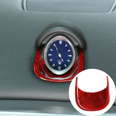 Red Carbon Fiber Car Dashboard Clock Cover Trim For Maserati Ghibli ...