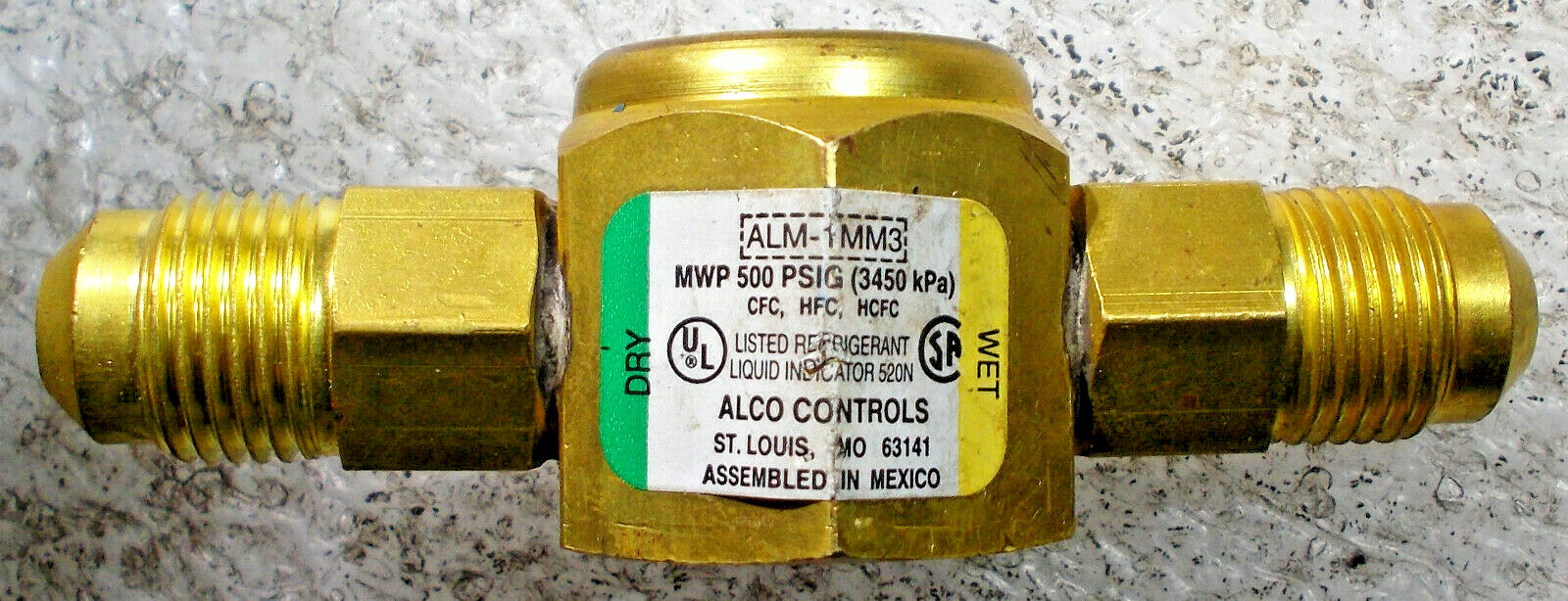 New ALCO CONTROLS ALM-1MM3 Moisture Liquid Glass Sight, 500 PSIG, 5/8 ...