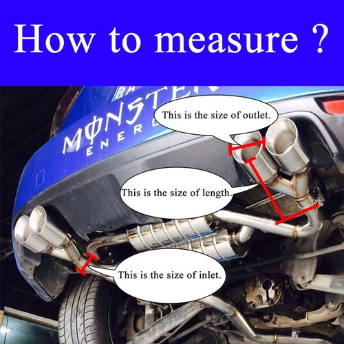 2PC Car Chrome H-shaped Double-out Nozzle Carbon Fiber Exhaust pipe ...