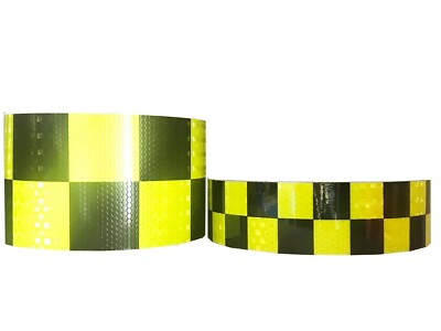 Yellow & Black Checkered Chequer Squares Reflective Tape Hi High Vis ...