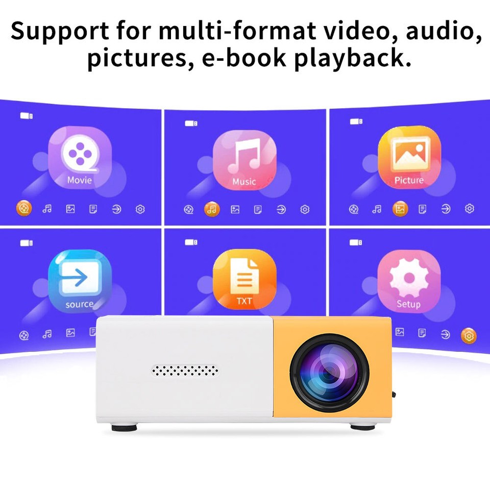 Mini Projector LED 1080P Home Cinema Portable Pocket Projector Party ...