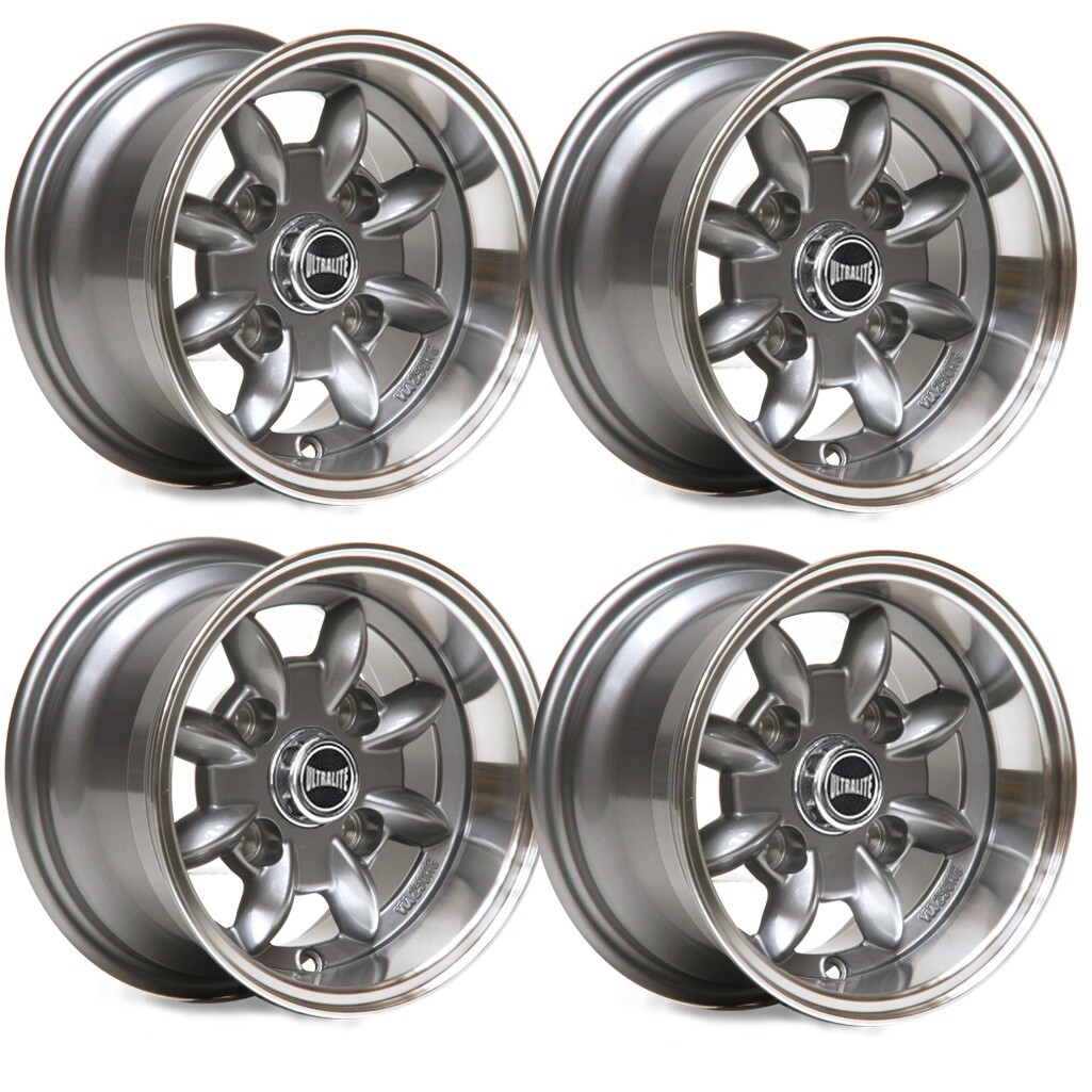 ULTRALITE CLASSIC MINI 10" x 6J ET-3 4x101.6 GUN METAL ALLOY WHEELS SET ...