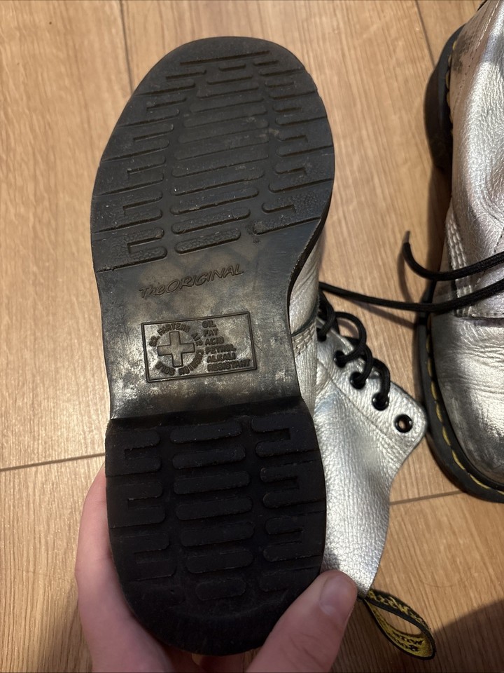 Metallic Silver Doc Martin Ankle Boots UK Size 6 Used | eBay UK
