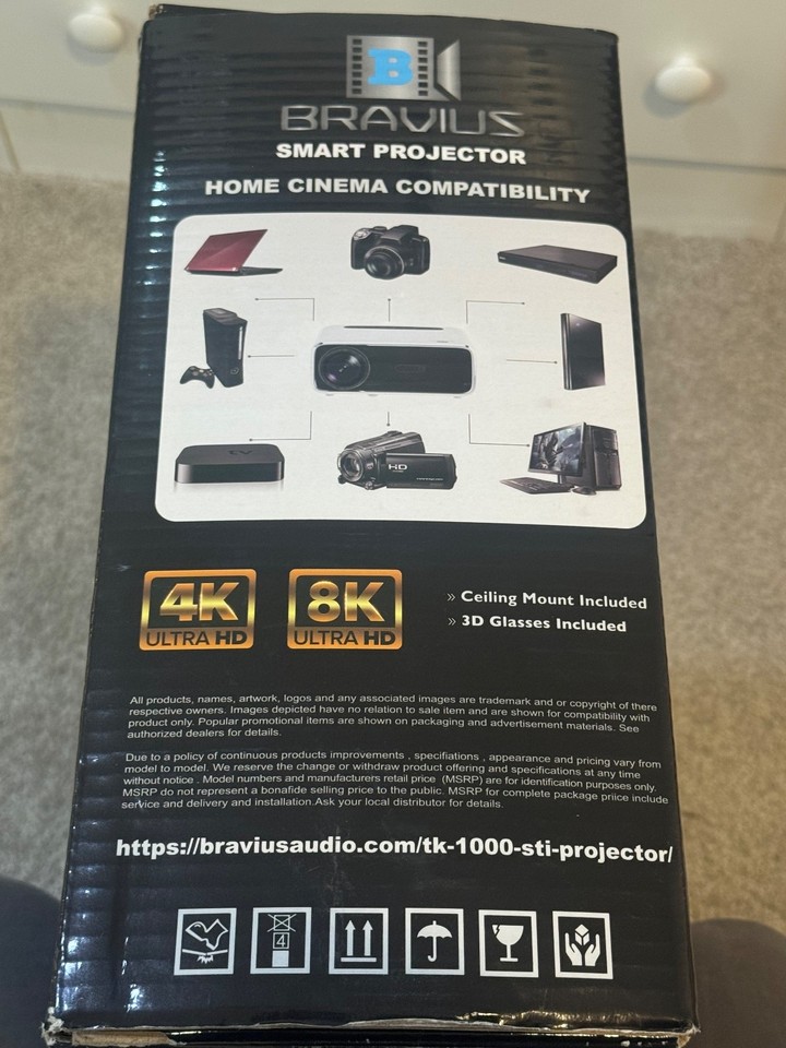 Never Used Bravius Smart Projector HD Pro Series Model #TK -1200 STI | eBay