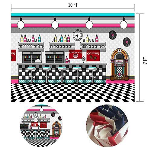 10x7ft 50s Retro Rock N Roll Diner Party Backdrop Sock Hop Dance ...