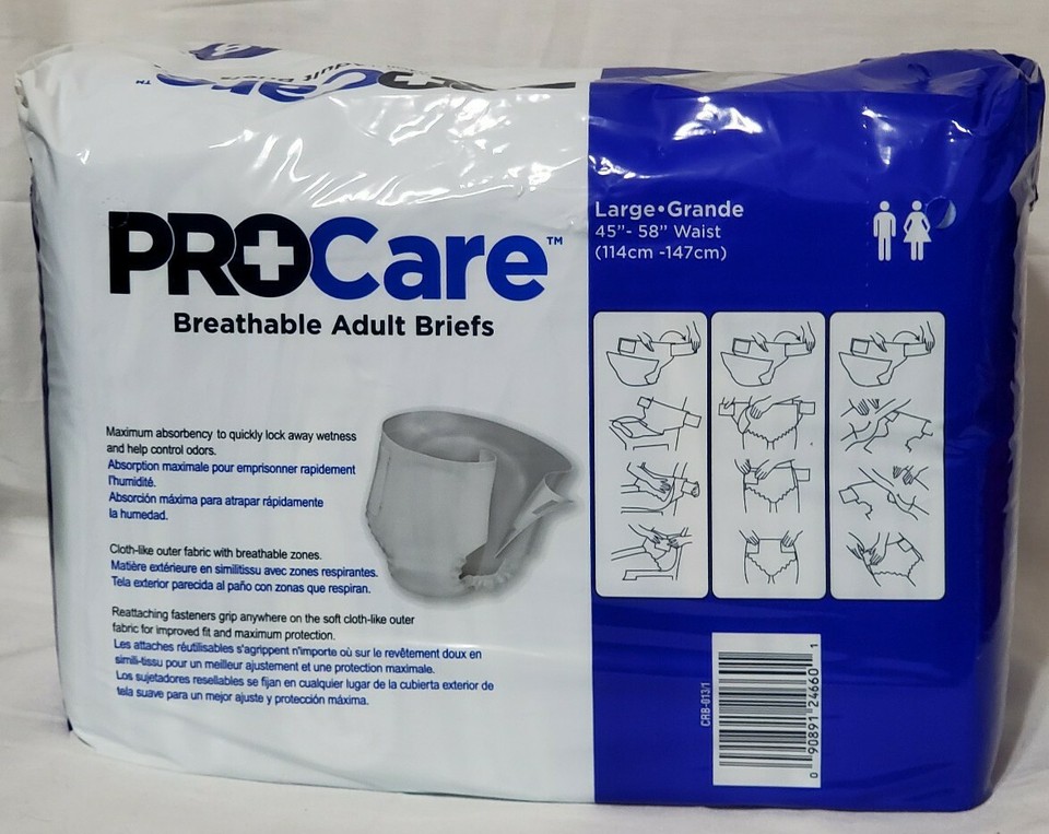 ProCare Breathable Adult Diaper Brief Large Max Absorbency CRB-013/1 ...
