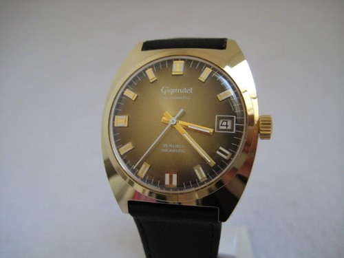 NOS NEW VINTAGE SWISS WATER RESIST AUTOMATIC DATE MEN'S ANALOG GIGANDET ...