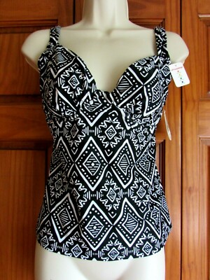 Maidenform Womens Tankini Top Underwire Size S Fits 36B 34C 32D Black ...