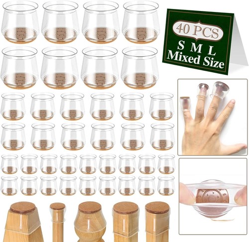 40 Pack Upgraded Ruby Slider Chair Leg Protector Hardwood Floors Fits ...