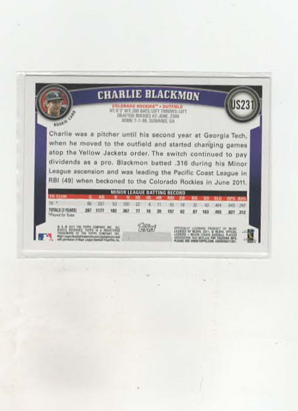 2011 Topps Update Charlie Blackmon #US231 Rookie RC | eBay