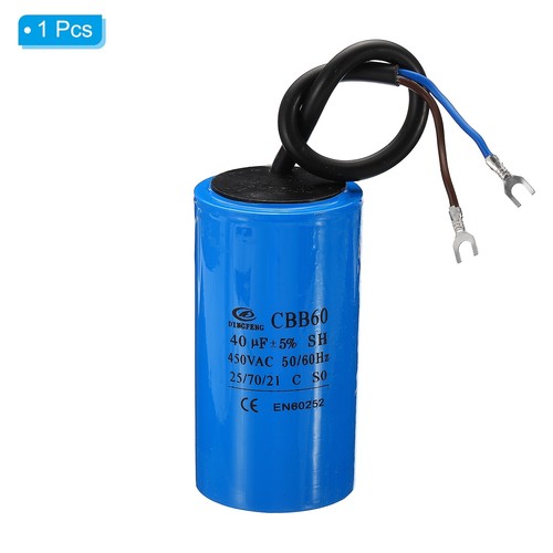 CBB60 40uF Running Capacitor, AC 450V 2 Wires 50/60Hz Cylinder 90x50mm ...