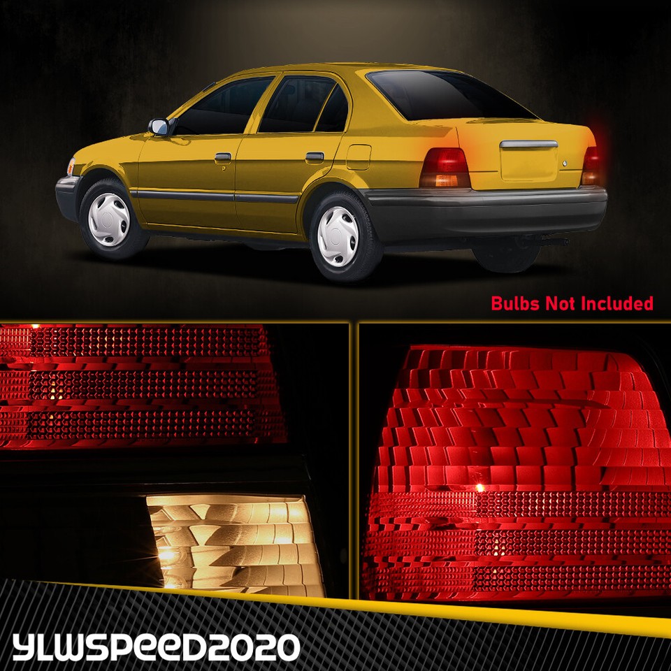 REPLACEMENT FIT FOR 95-99 TOYOTA TERCEL RED CLEAR TAIL LIGHTS LAMPS LH ...