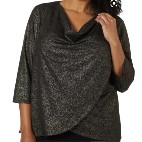 Zac & Rachel Faux Wrap 3/4 Sleeve Blouse Shirt Top Women's 1X | eBay