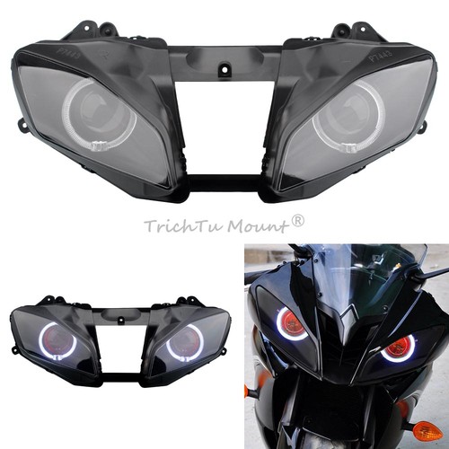 Assembled Headlight White Angel Red Devil Eyes Light For Yamaha YZF-R6 ...