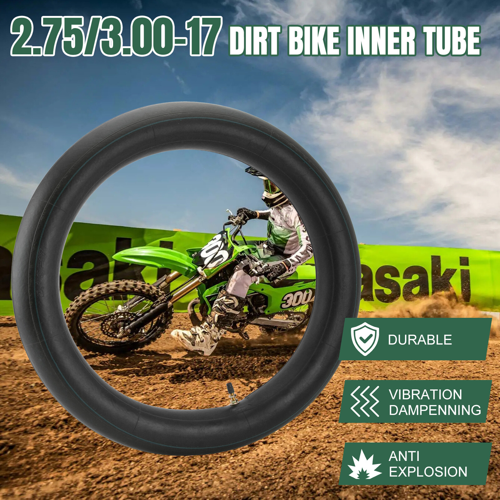 2pcs 2.75/3.00-17 INNER TUBE MOTORCYCLE STRAIGHT VALVE Fits 70/100-17 ...