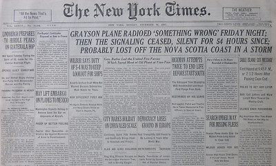 12-1927 December 26 LINDBERGH GUATEMALA GRAYSON LOST NOVA SCOTIA ...