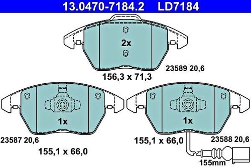 ATE Front Axle Disc Ceramic Brake Pad Set For VW SKODA SEAT AUDI Cc ...