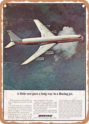 METAL SIGN - 1966 Boeing 707c a Little Rest Goes a Long Way in a Boeing ...