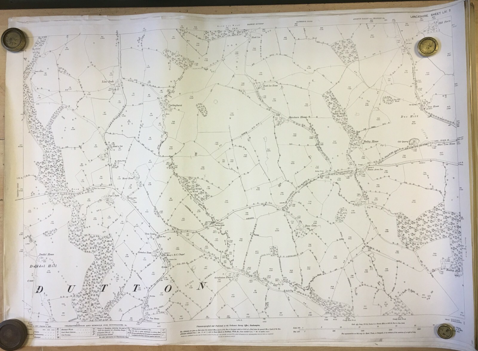 Ordnance Survey 1893 map of Dutton Area, Lancashire : Sheet LIV 7 | eBay UK