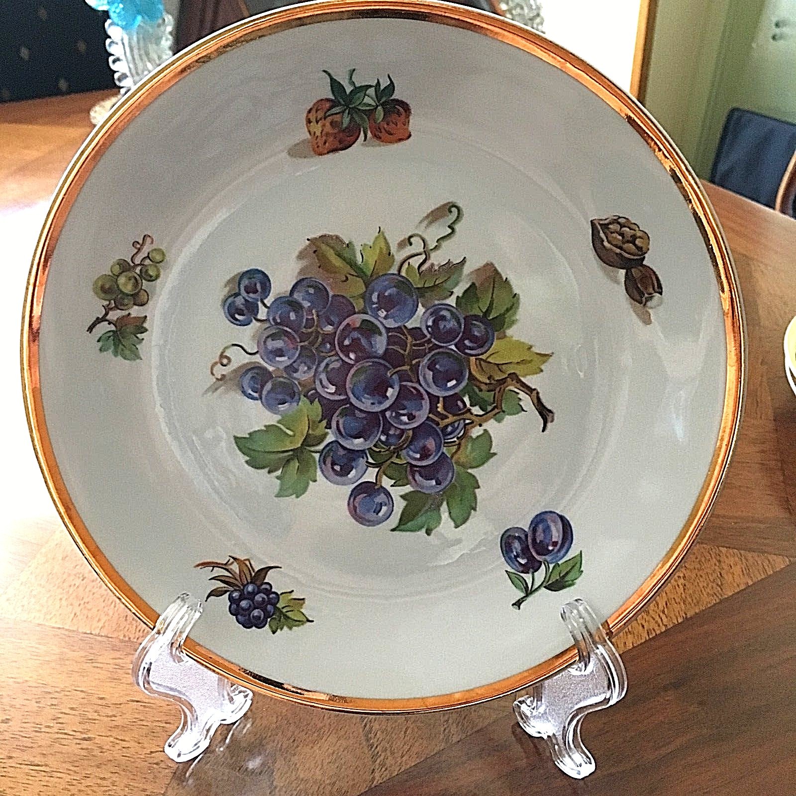 Set of Porcelain 6 Plates & 1 Serving Plate Kahla, Germany Fruit design ...