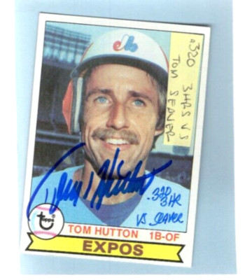 Autographed Tom Hutton .320 3Hr Vs. Tom Seaver added Expos Topps 1979 ...