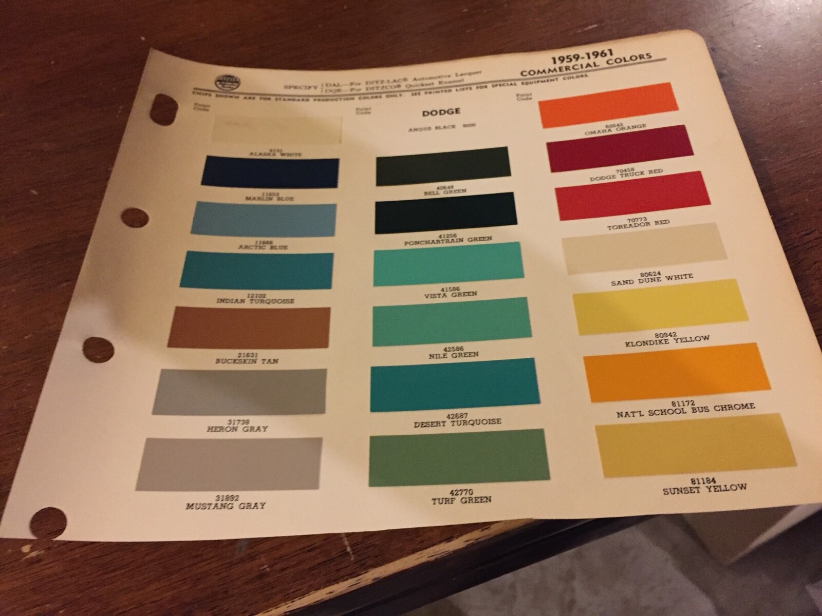 1959,1960,1961. DODGE . TRUCK PAINT CHIPS CHART ORIGINAL | eBay