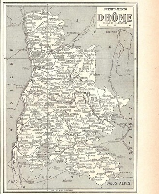 Carta geografica antica DROME VALENCE Francia 1910 Antique map | eBay