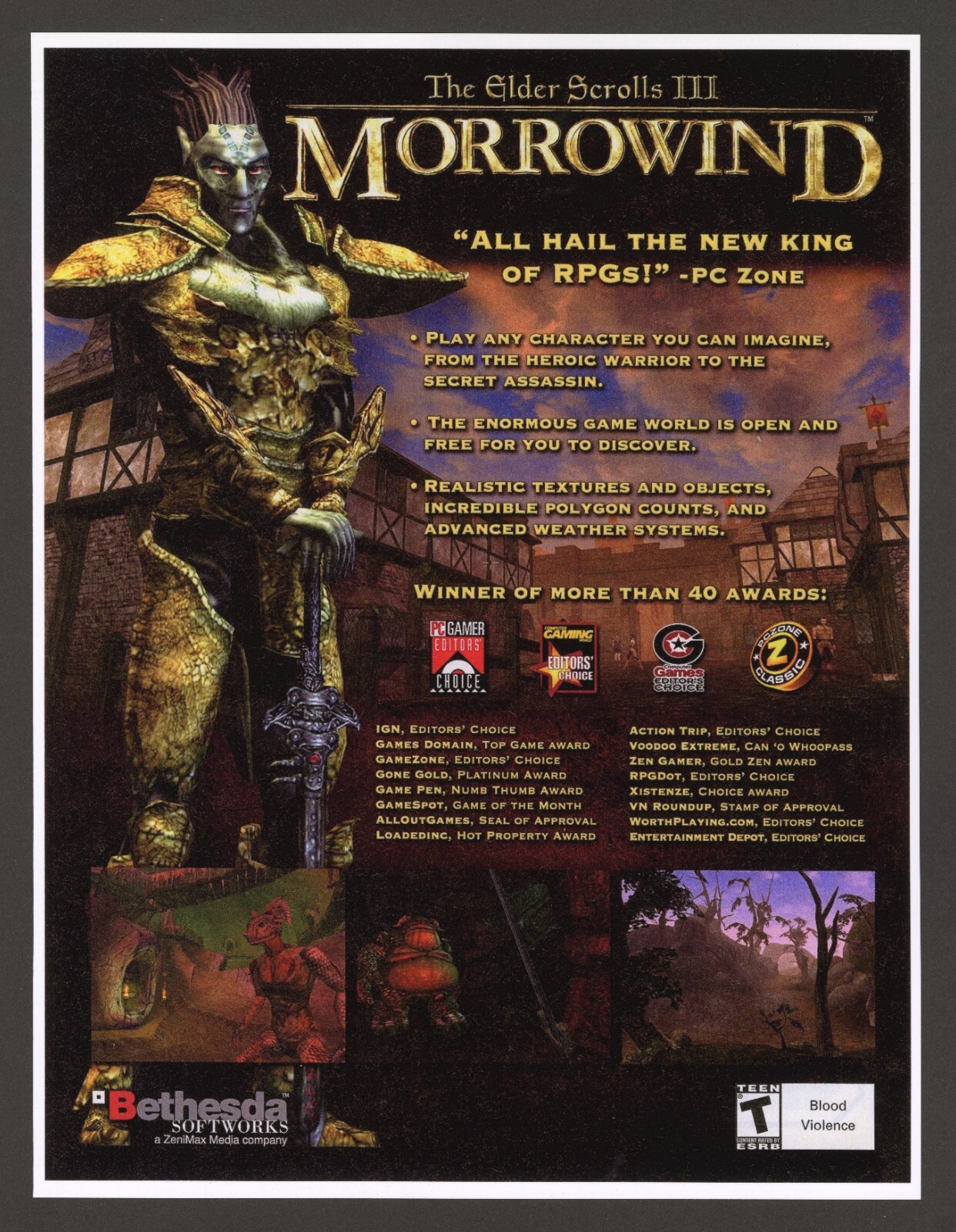 The Elder Scrolls III 3 Morrowind PC Xbox 2002 Promo Ad Art Print Poster (B) | eBay