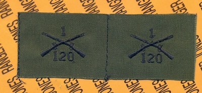 US Army 1st Bn 120th Infantry Regiment Branch OD Green & Black sew on ...