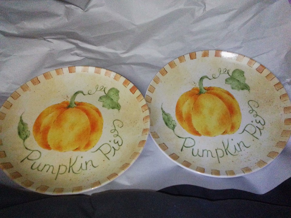 ABC Distributing 8.5" Plate Pumpkin Pie Thanksgiving Stoneware Orange ...