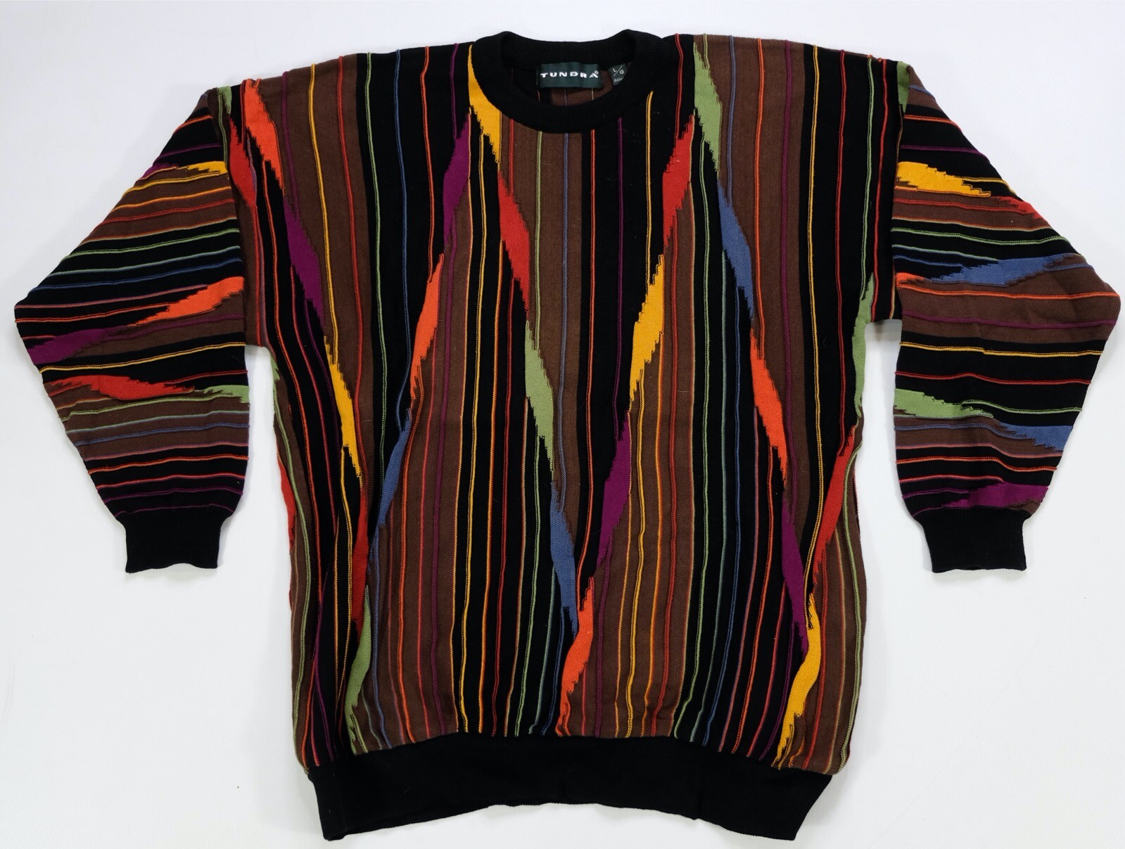 Rare Vintage TUNDRA Striped Crazy Pattern Crewneck Sw… - Gem