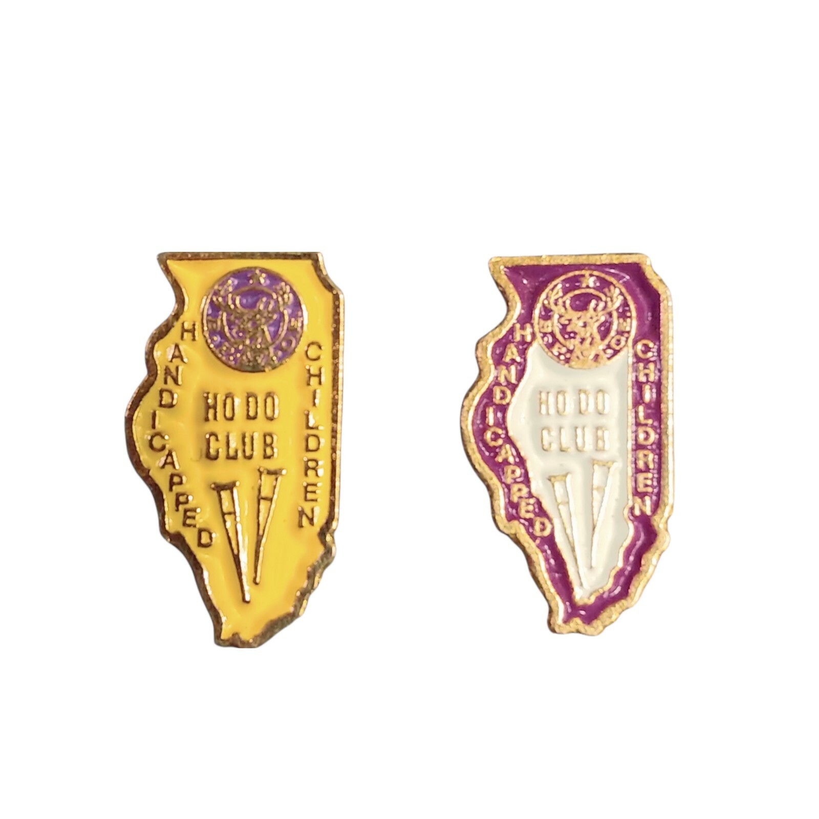 Lot of 2 - Handicapped Children Ho Ho Club Pins - Elks Club Illinois ...