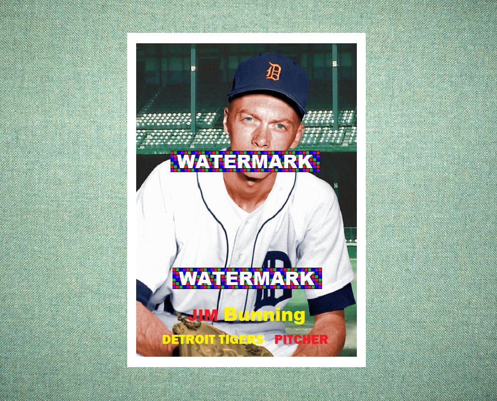 Jim Bunning Detroit Tigers 1957 Style Custom Baseball Art Card | eBay