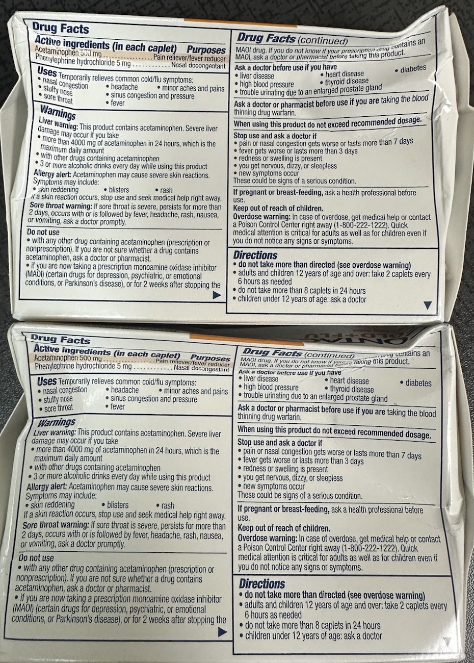 (2 Boxes) CONTAC Cold+Flu DAY Maximum Strength Multi Symptom 16 CAPLETS ...