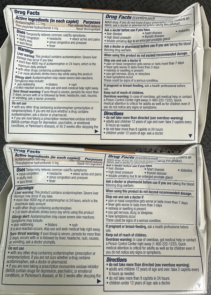 (2 Boxes) CONTAC Cold+Flu DAY Maximum Strength Multi Symptom 16 CAPLETS ...