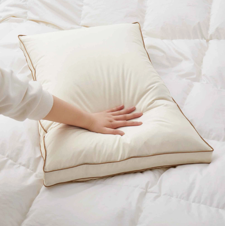 2 Pack Gusset 75% White Down Pillows, 100% Organic Cotton, King Or ...