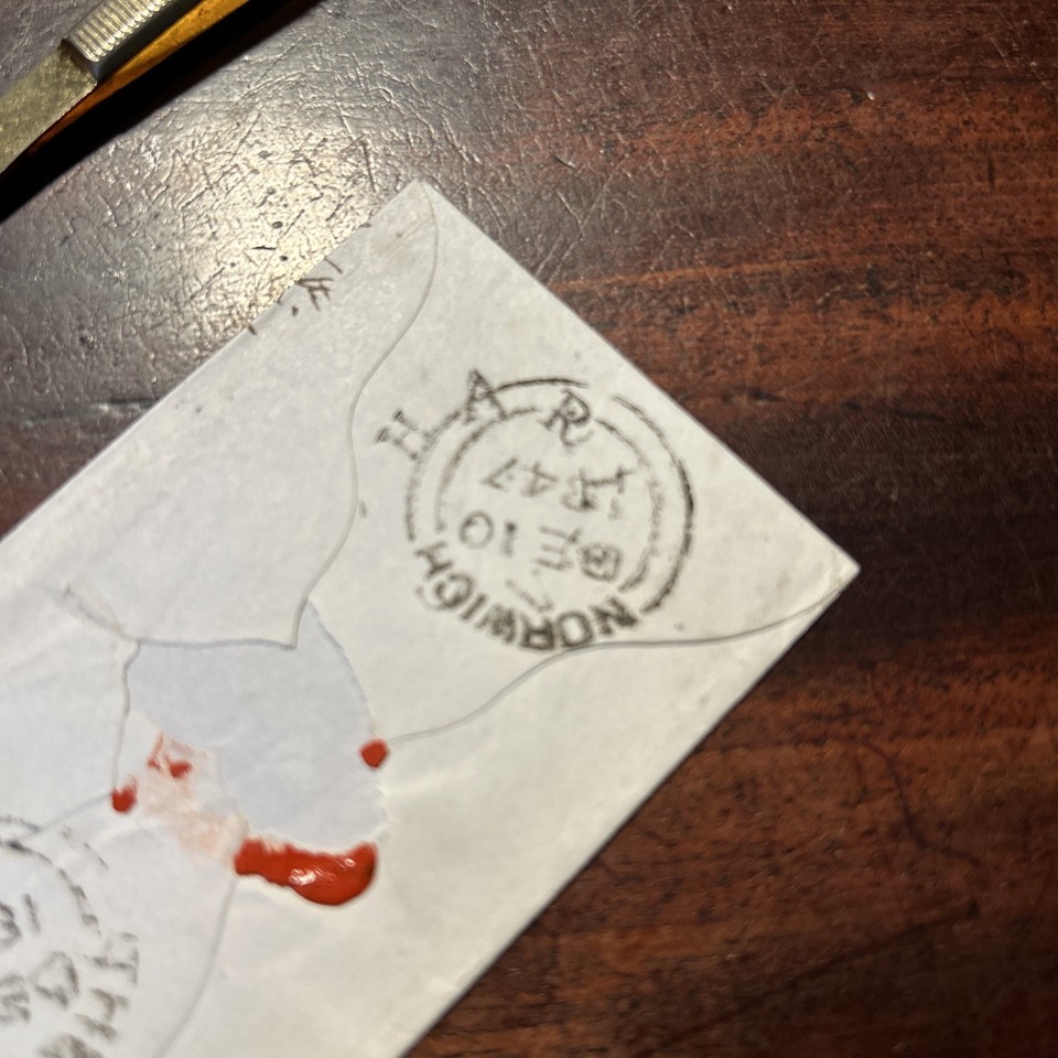 Lovely rare Norfolk Postal History QV Env 1847 1d sg8 Thetford Harling ...