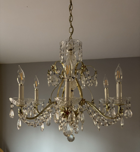 Vintage Luminaire 1980s Gold Chandelier 2 Tier 6 Light Champlain ...