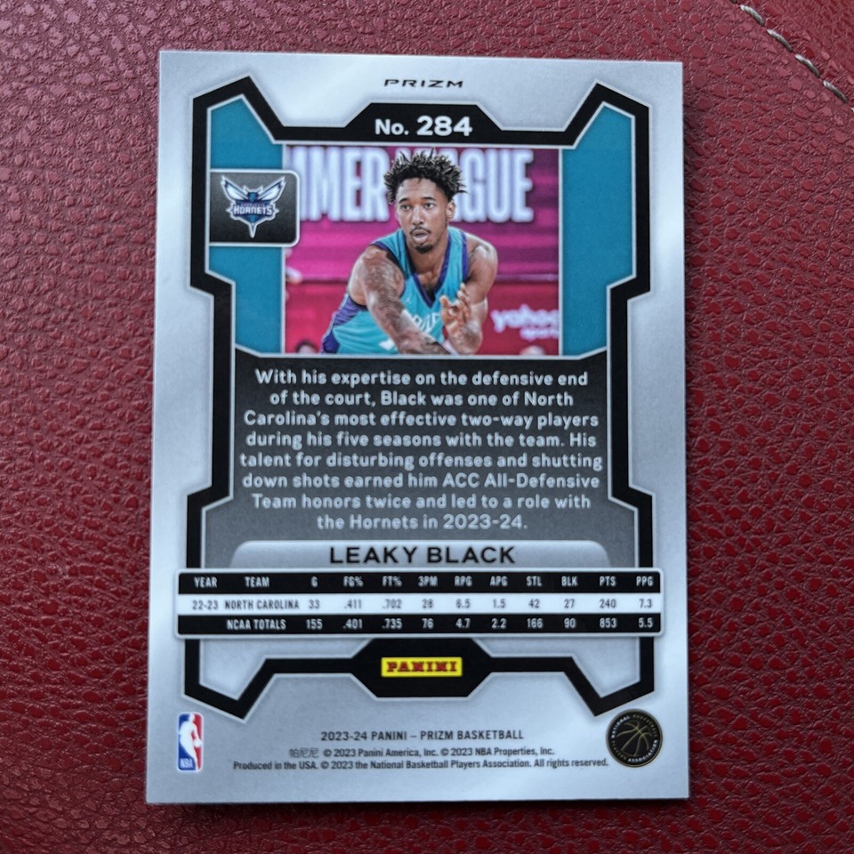 2023-24 Leaky Black Panini Prizm Green Prizm Rookie Card #184 Charlotte ...