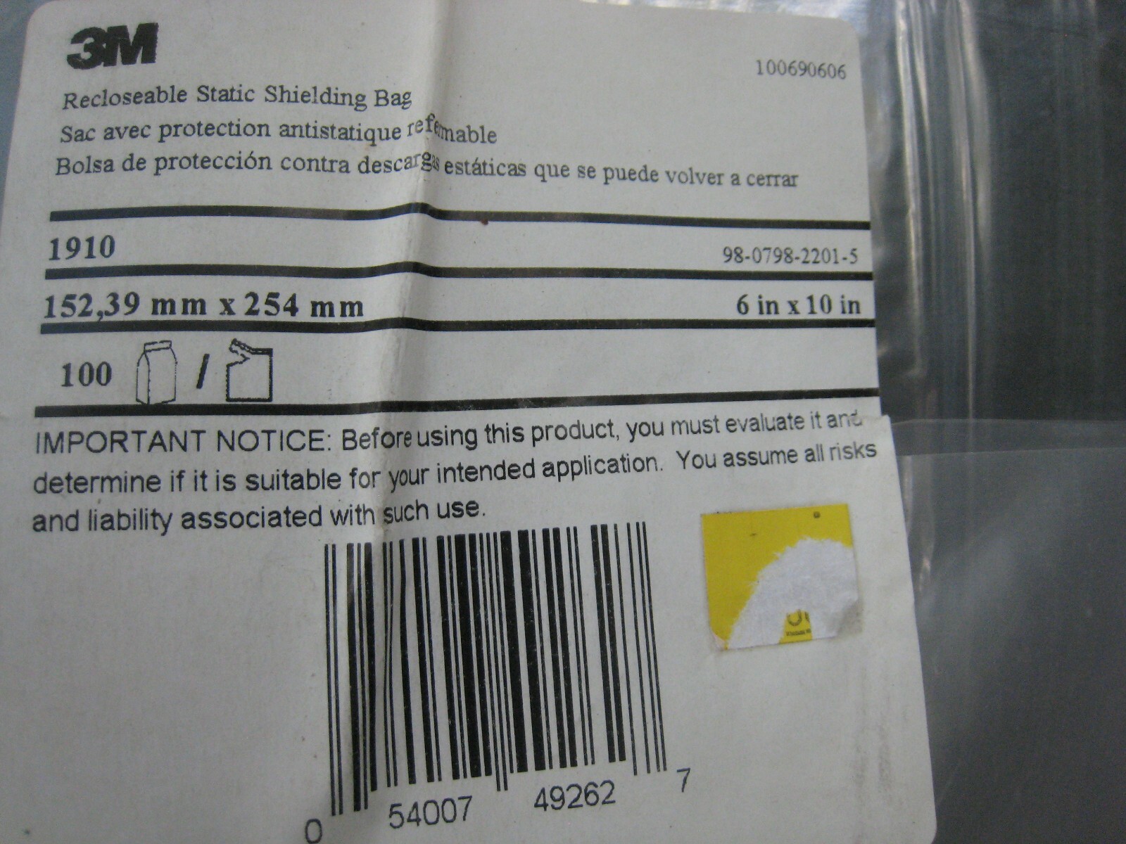 3M 1910 Anti Static Shielding Bags 12x16 Zip Top 100pc for sale online ...