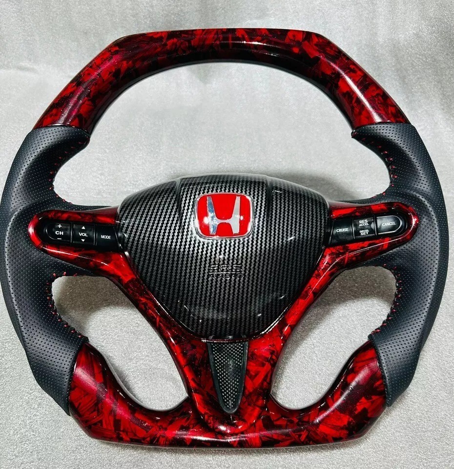 HONDA CIVIC FD2/FN2 Top Bottom Flat Steering Wheel With Forged Carbon ...